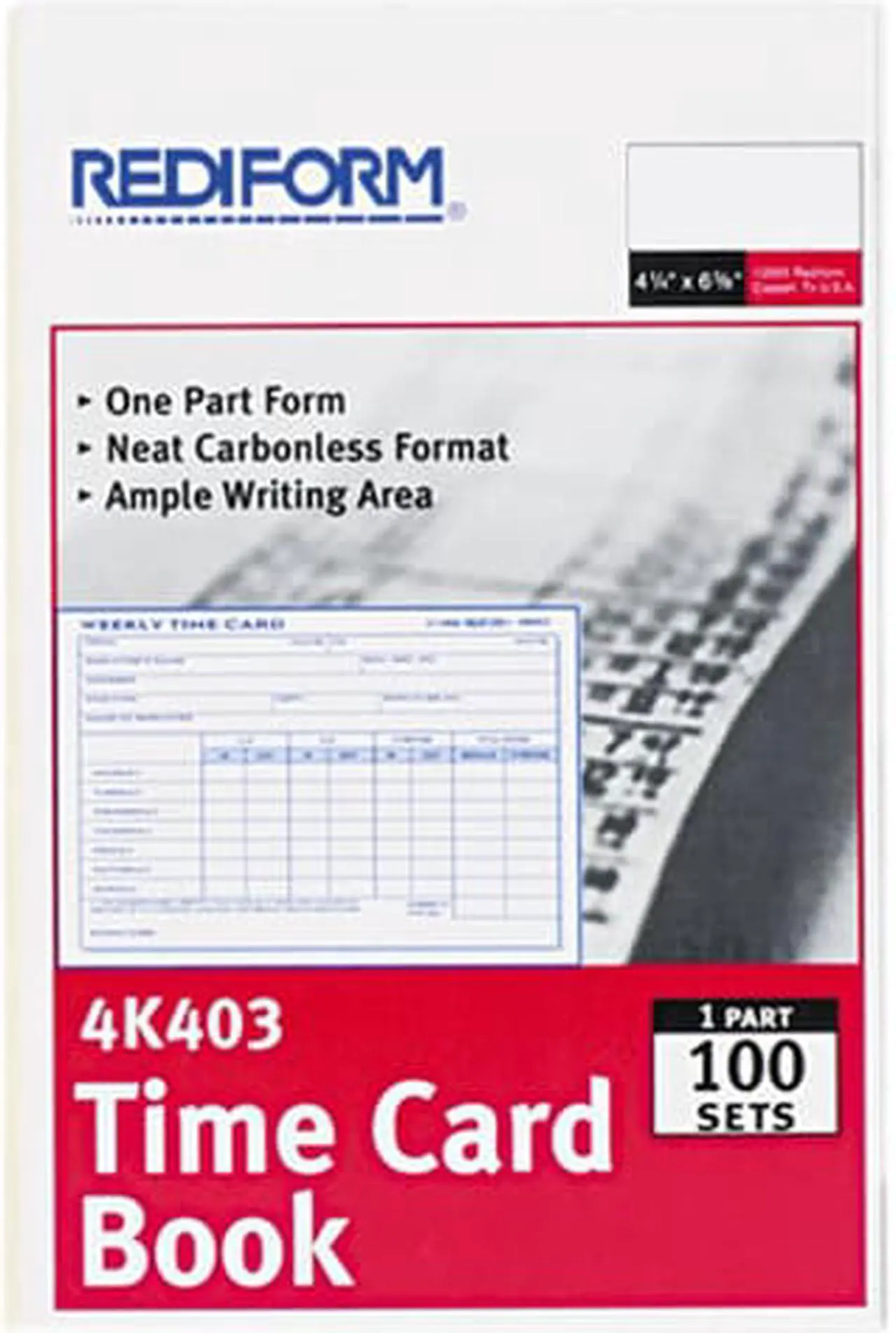 Rediform 4K403 Weekly Employee Time Card Gummed - 1 Part - 4.25" x 6 ...