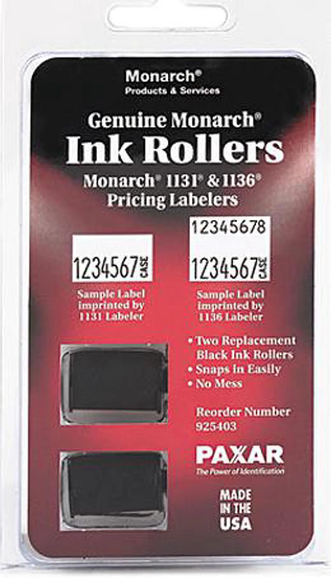 Monarch Replacement Ink Rollers for 1131/1136 Pricing Labelers, Black ...