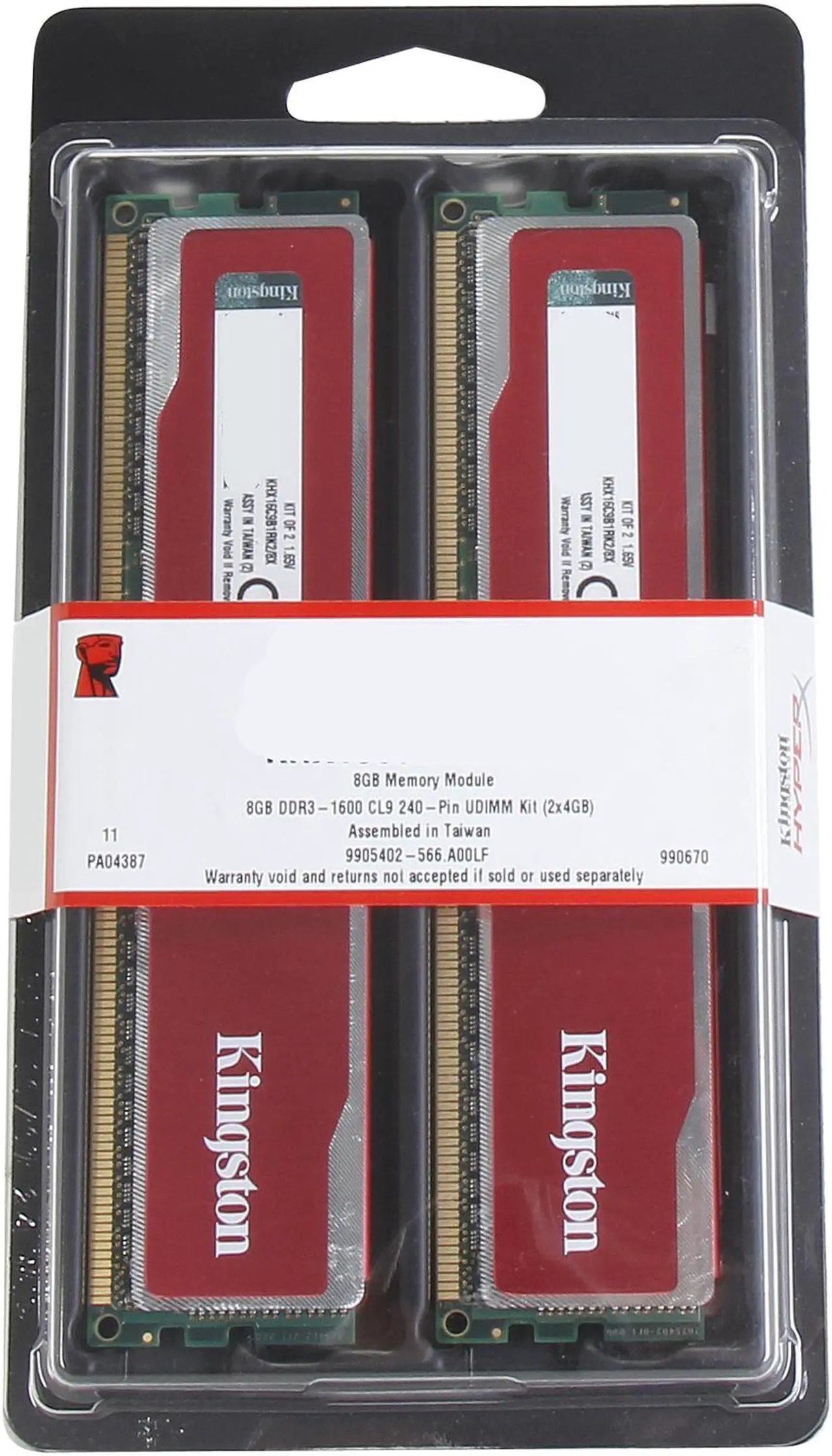 HyperX XMP Blu Red Series 8GB (2 x 4GB) DDR3 1600 Desktop Memory Model ...
