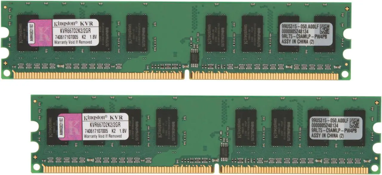 Used - Good: Kingston ValueRAM 2GB (2 x 1GB) DDR2 667 (PC2 5300) Dual Channel Kit Desktop Memory ...