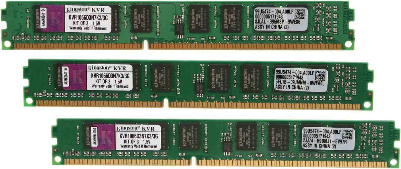 Kingston 3GB (3 x 1GB) DDR3 1066 (PC3 8500) Triple Channel Kit Desktop ...