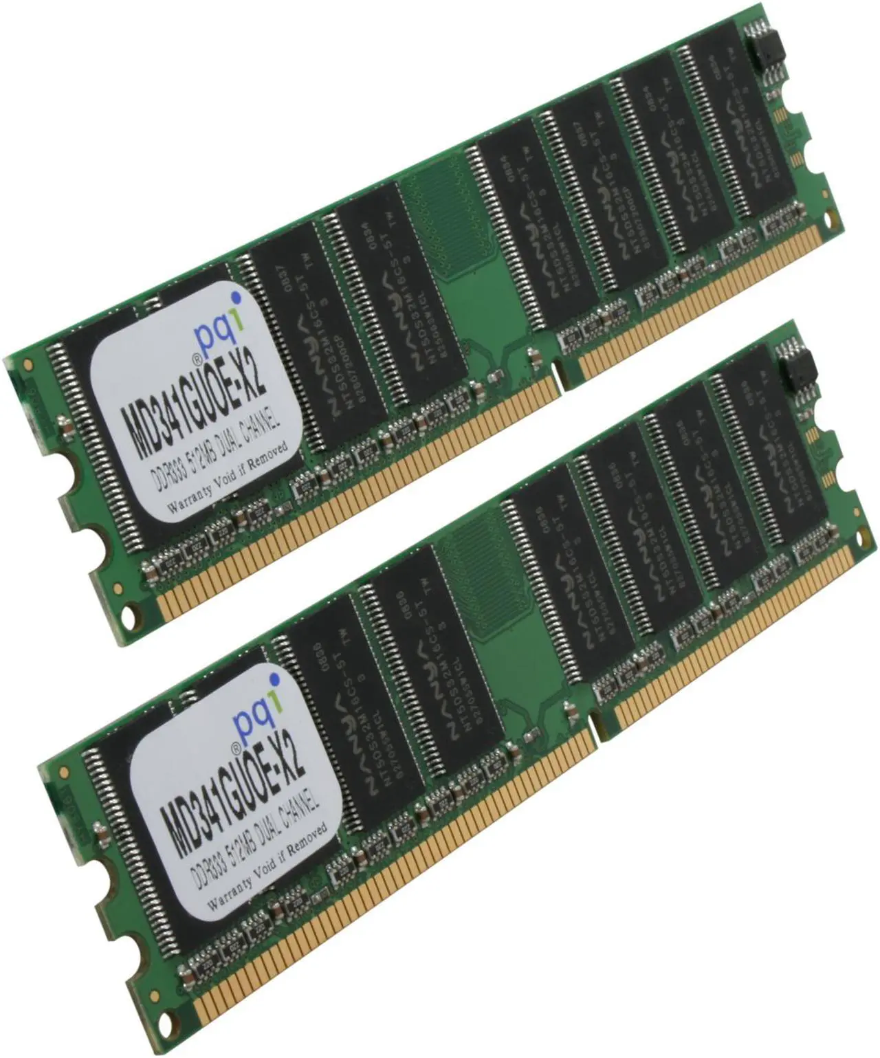 PQI POWER Series 1GB (2 x 512MB) DDR 333 (PC 2700) Dual Channel Kit Desktop Memory Model ...