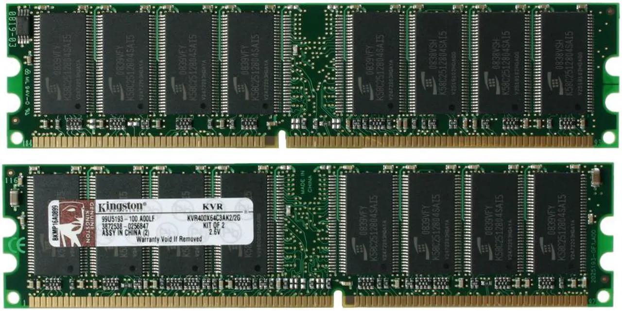 Kingston 2GB (2 x 1GB) DDR 400 (PC 3200) Desktop Memory Model KVR400X64C3AK2/2G - Newegg.com