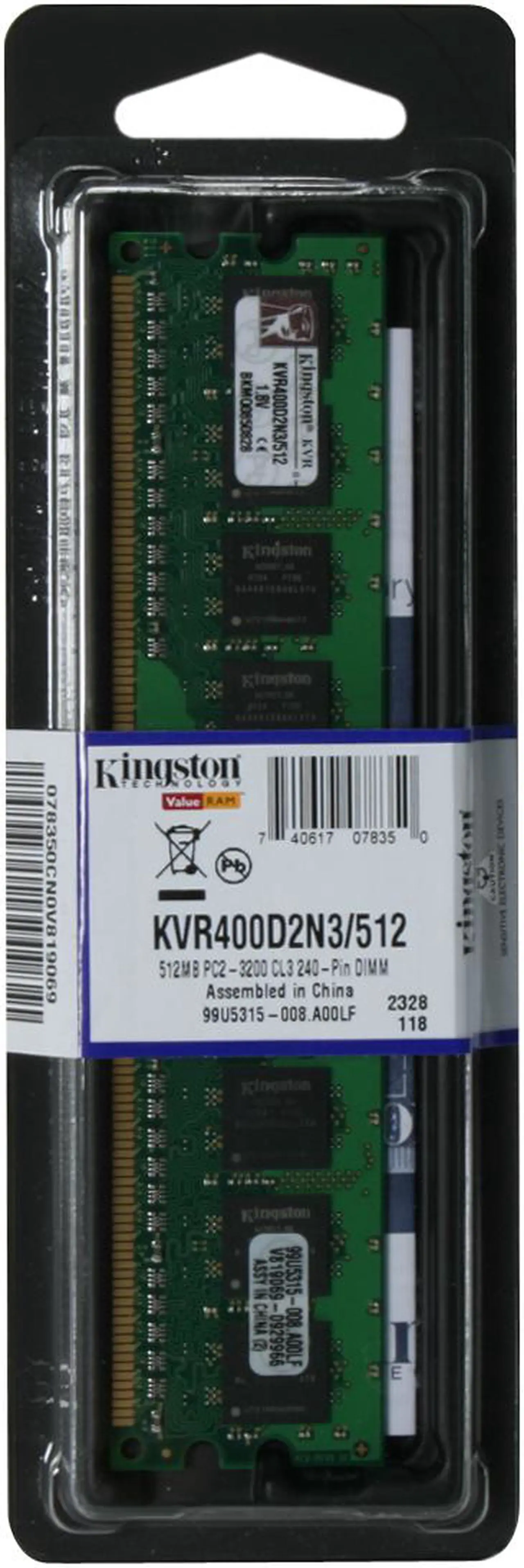 Kingston ValueRAM 512MB DDR2 400 (PC2 3200) System Memory Model ...