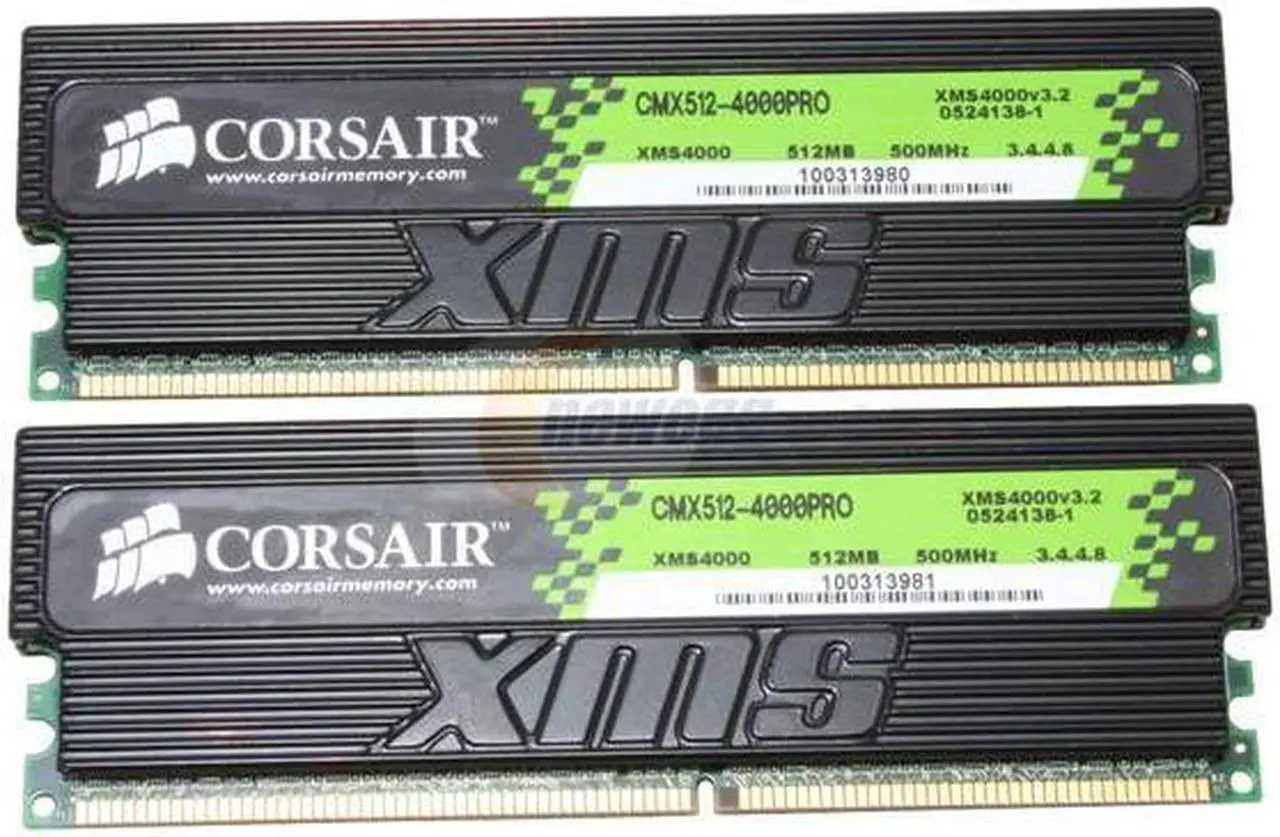 CORSAIR XMS 1GB (2 x 512MB) DDR 500 (PC 4000) Dual Channel Kit Desktop ...