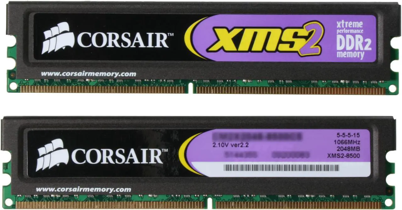 CORSAIR XMS2 4GB (2 x 2GB) DDR2 1066 (PC2 8500) Dual Channel Kit ...