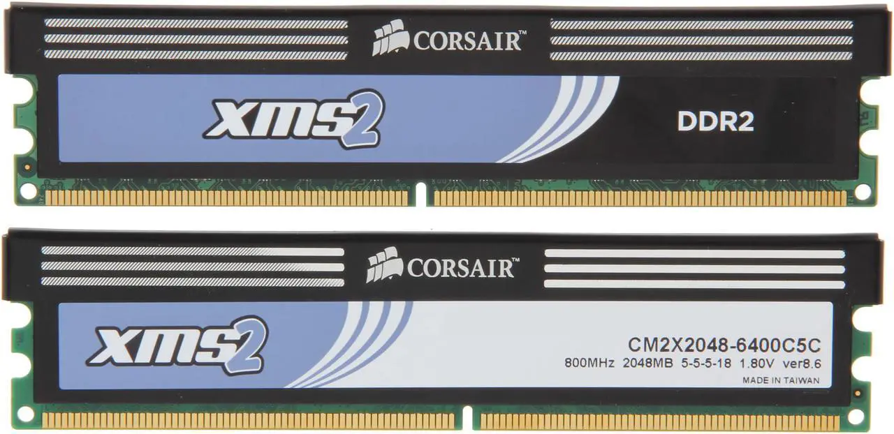 CORSAIR XMS2 4GB (2 x 2GB) DDR2 800 (PC2 6400) Desktop Memory Model ...
