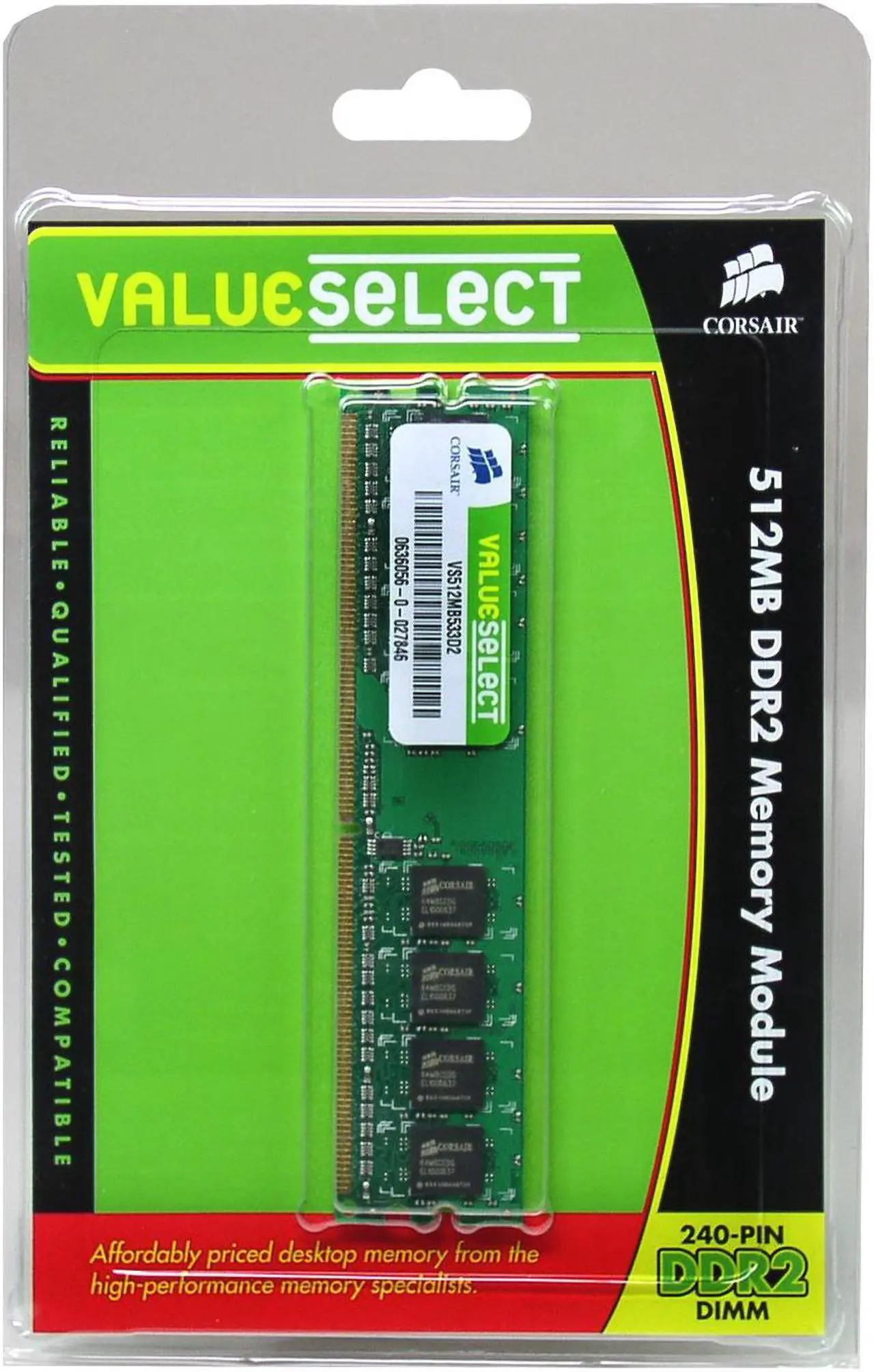 CORSAIR ValueSelect 512MB DDR2 533 (PC2 4200) Desktop Memory Model ...