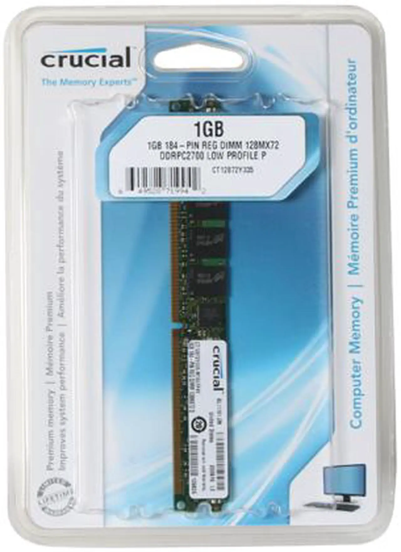 Crucial 1GB 184-Pin DDR SDRAM ECC Registered DDR 333 (PC 2700) Server Memory Model CT12872Y335 ...