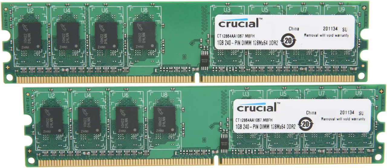 Crucial 2GB (2 x 1GB) DDR2 1066 (PC2 8500) Dual Channel Kit Desktop ...