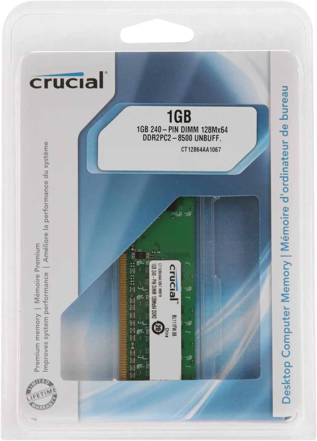 Crucial 1GB DDR2 1066 (PC2 8500) Desktop Memory Model CT12864AA1067 ...