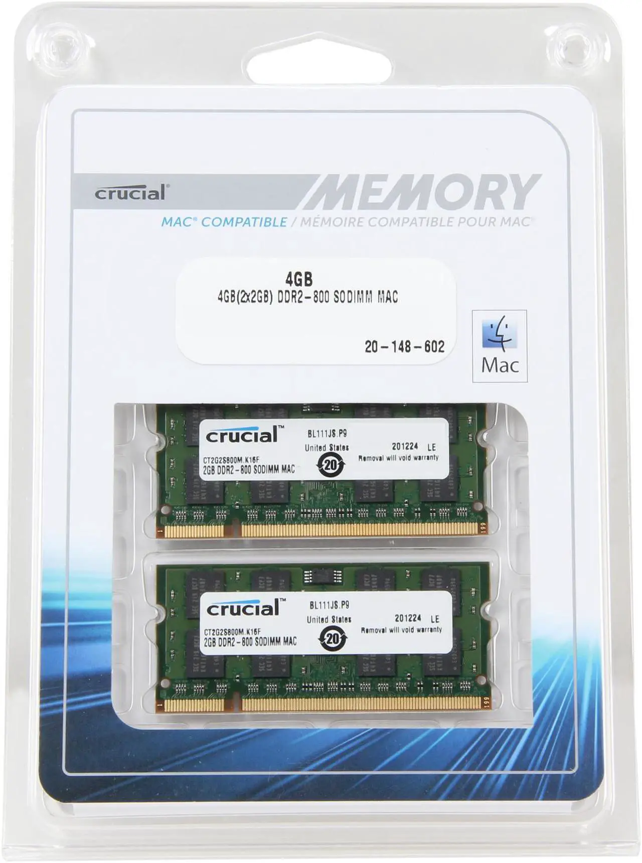 Crucial Mac Series 4GB (2 x 2GB) 200-Pin DDR2 SO-DIMM DDR2 800 (PC2 ...