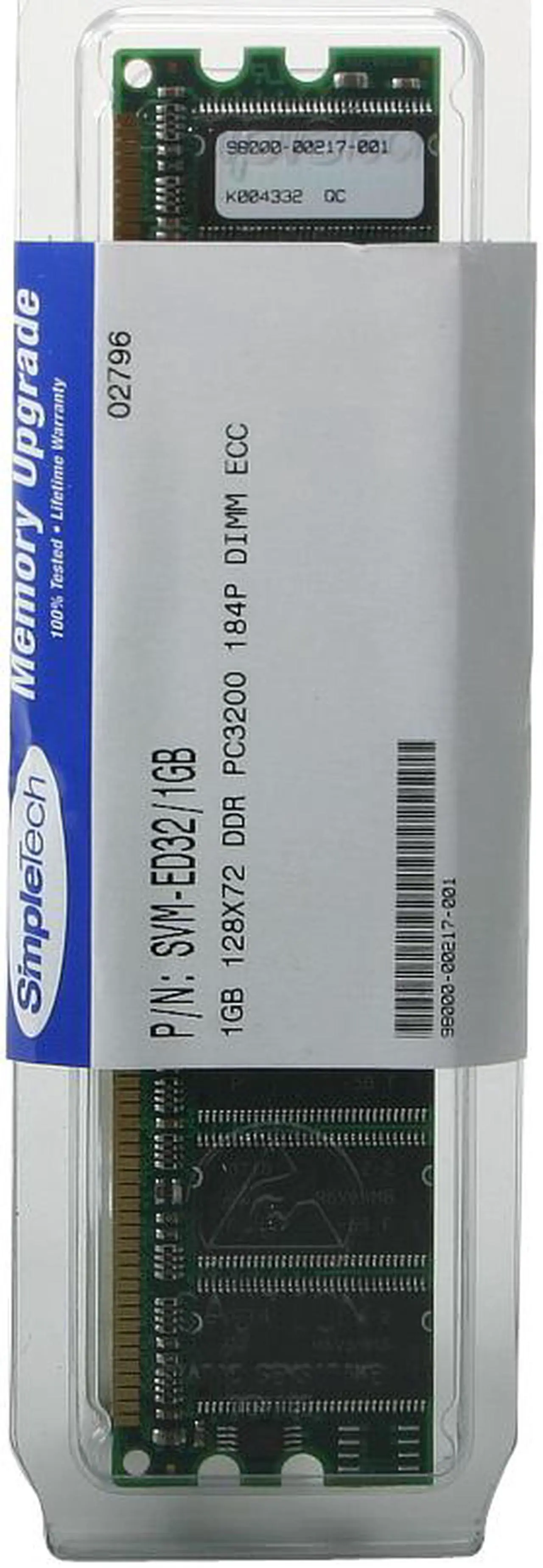 SimpleTech Value 1GB ECC Unbuffered DDR 400 (PC 3200) Server Memory ...