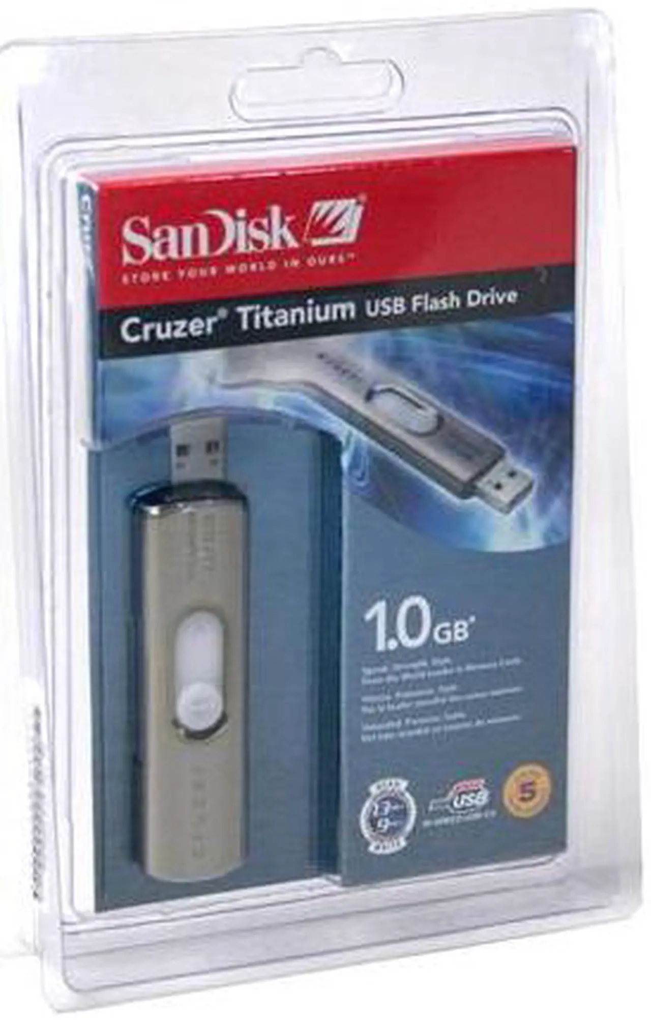 Open Box: SanDisk Cruzer Titanium 1GB Flash Drive (USB2.0 Portable ...