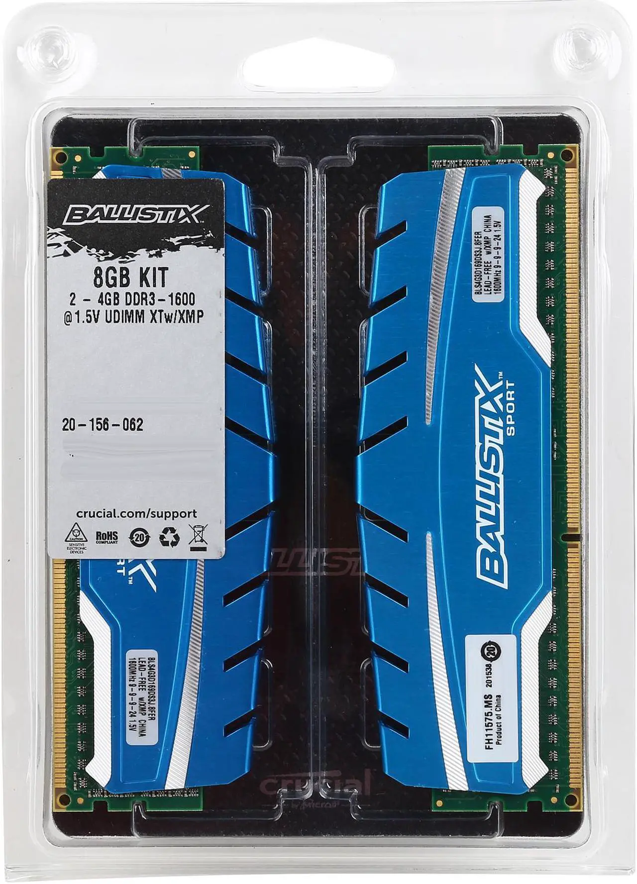 Ballistix Sport 8GB (2 x 4GB) DDR3 1600 (PC3 12800) 512Meg x 64 Memory ...