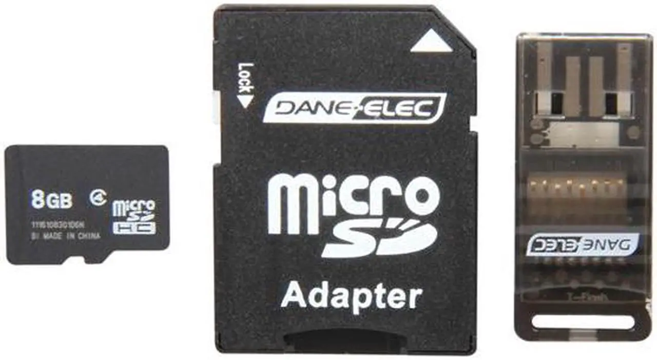 DANE-ELEC 8GB microSDHC Flash Card Universal Connectivity Kit with SD ...