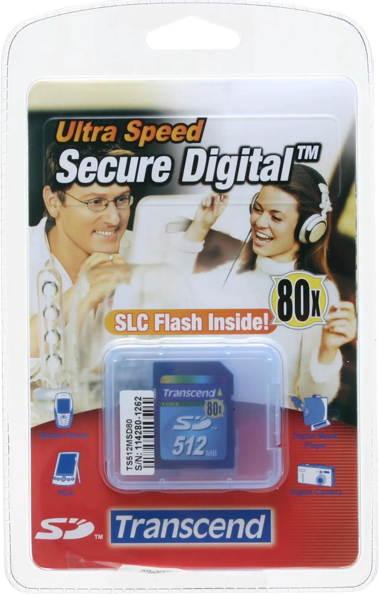 Transcend 512MB Secure Digital (SD) Flash Media Model TS512MSD80 ...