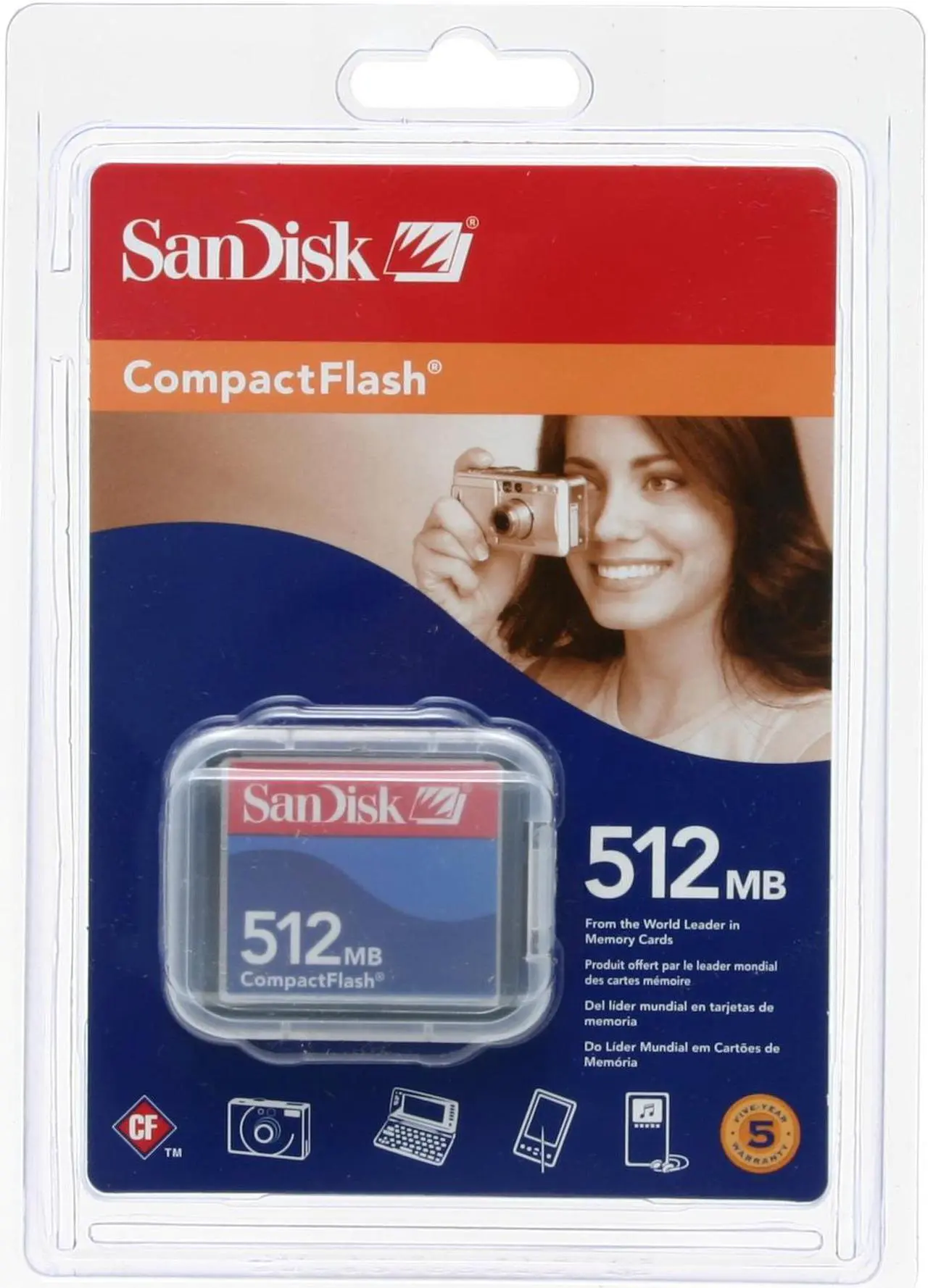 Open Box: SanDisk Standard 512MB Compact Flash (CF) Flash Card Model ...