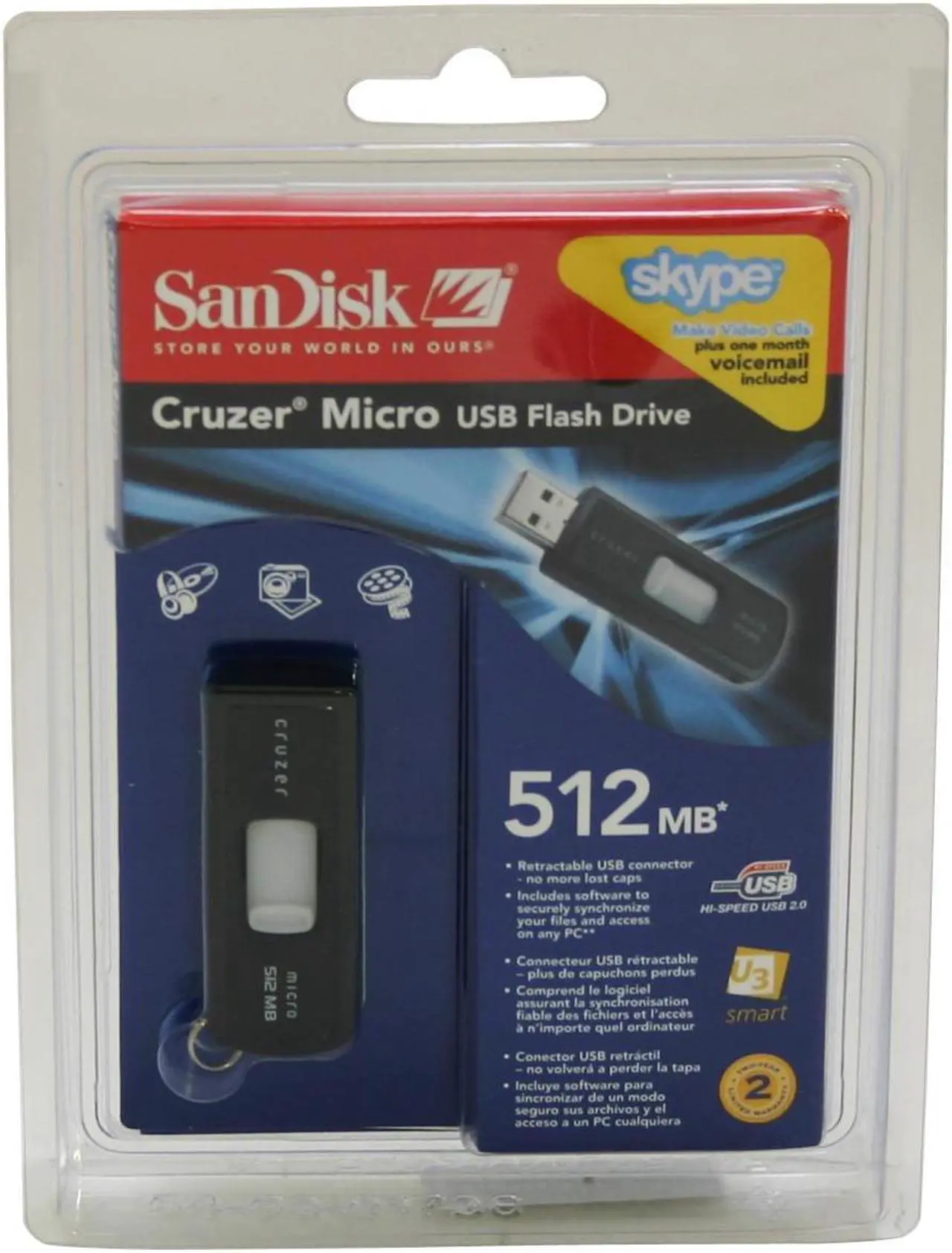 SanDisk Cruzer Micro U3 512MB Flash Drive (USB2.0 Portable) - Newegg.com