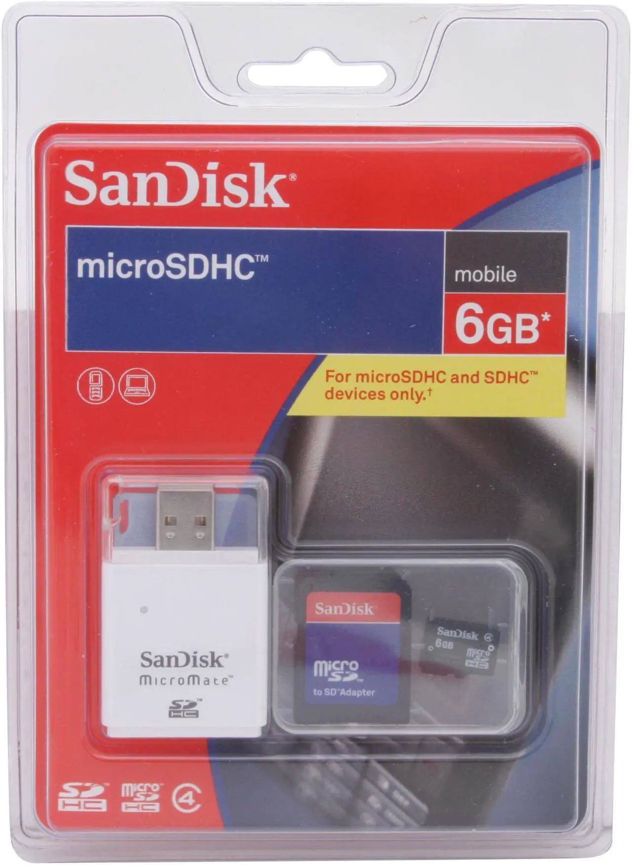 SanDisk 6GB microSDHC Flash Card w/MicroMate Model SDSDQ-6144-A11M ...