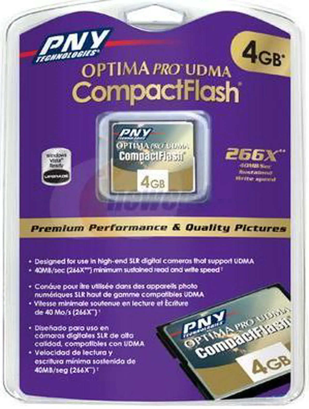 PNY OPTIMA PRO UDMA 4GB Compact Flash (CF) Flash Card Model P-CF4G-266W ...