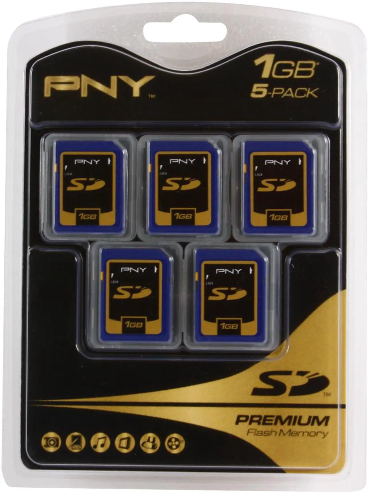 PNY Premium 5GB (1GB x 5) Secure Digital (SD) Flash Card 5-Pack Model P ...