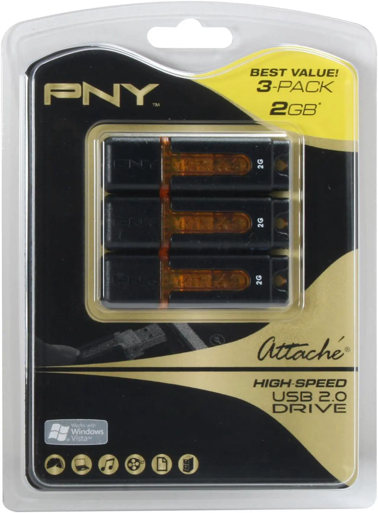 PNY 6GB (2GB x 3) Flash Drive (USB2.0 Portable) 3-Pack - Newegg.com