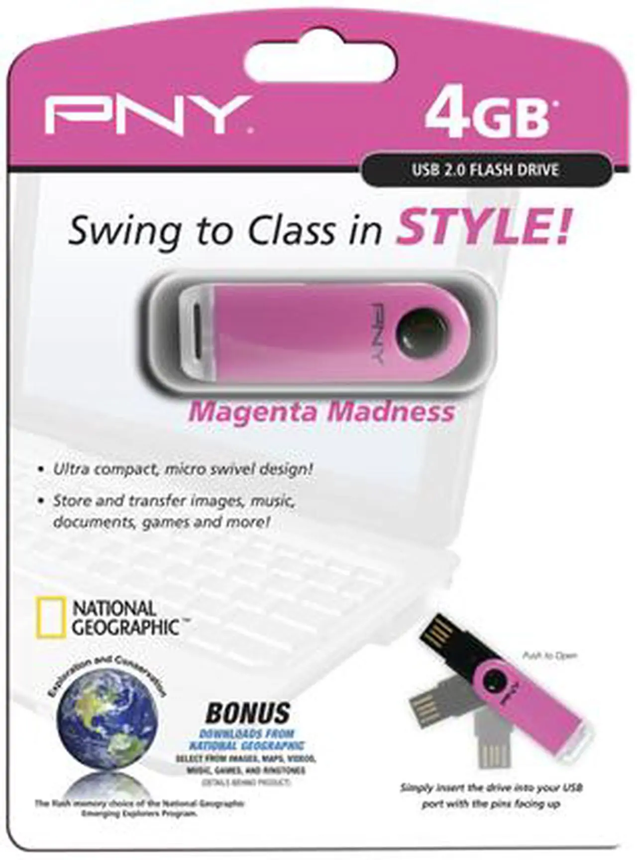PNY Micro Swing Attaché 4GB USB 2.0 Flash Drive (Pink) - Newegg.com