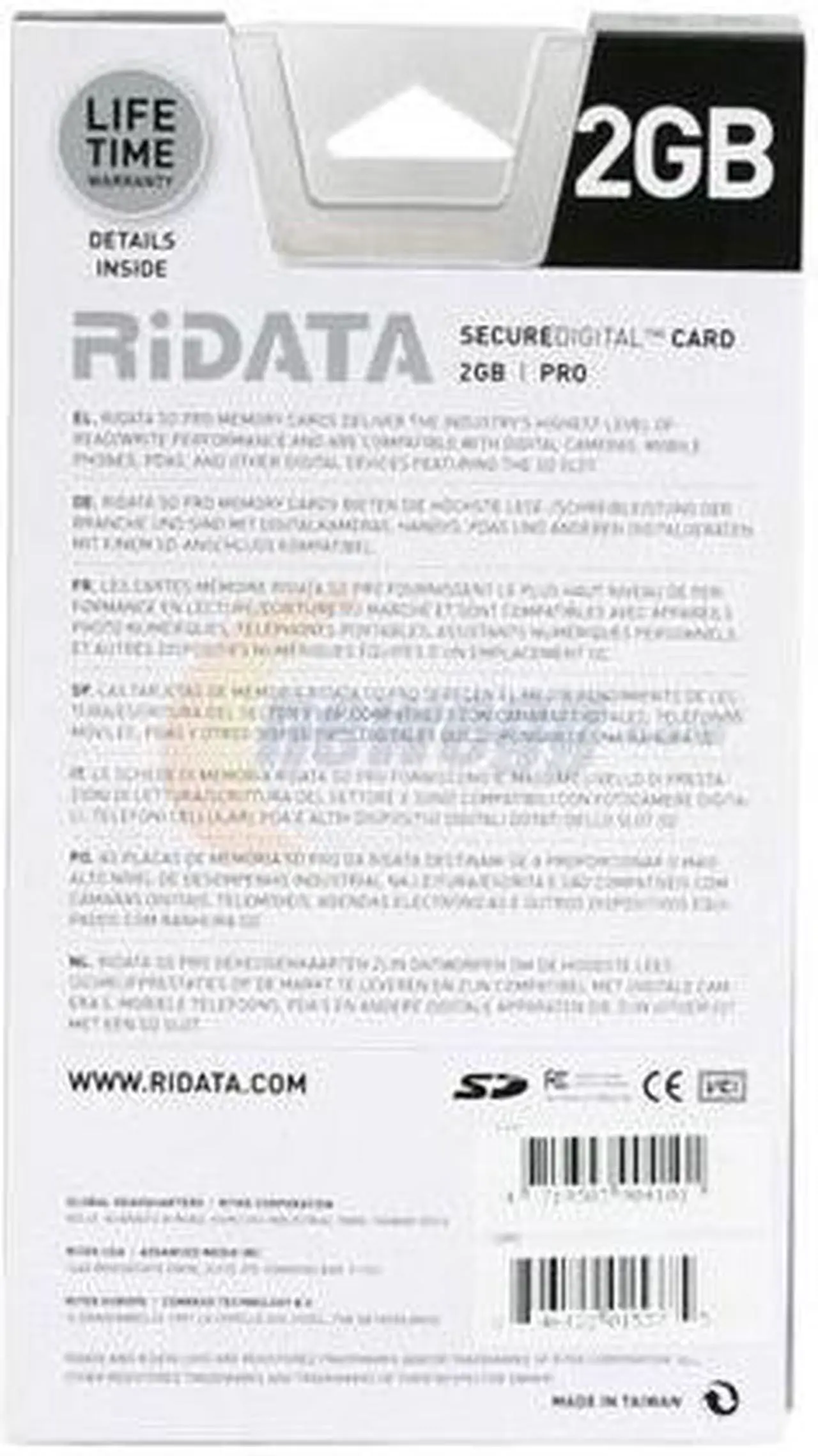 RiDATA PRO 2GB Secure Digital (SD) Flash Card Model SDCR2G-120X-SILV ...