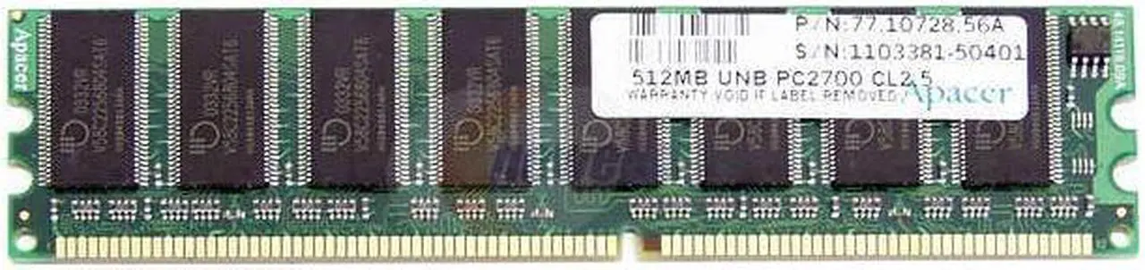 Apacer 512MB DDR 333 (PC 2700) System Memory Model 77.10728.5xx ...