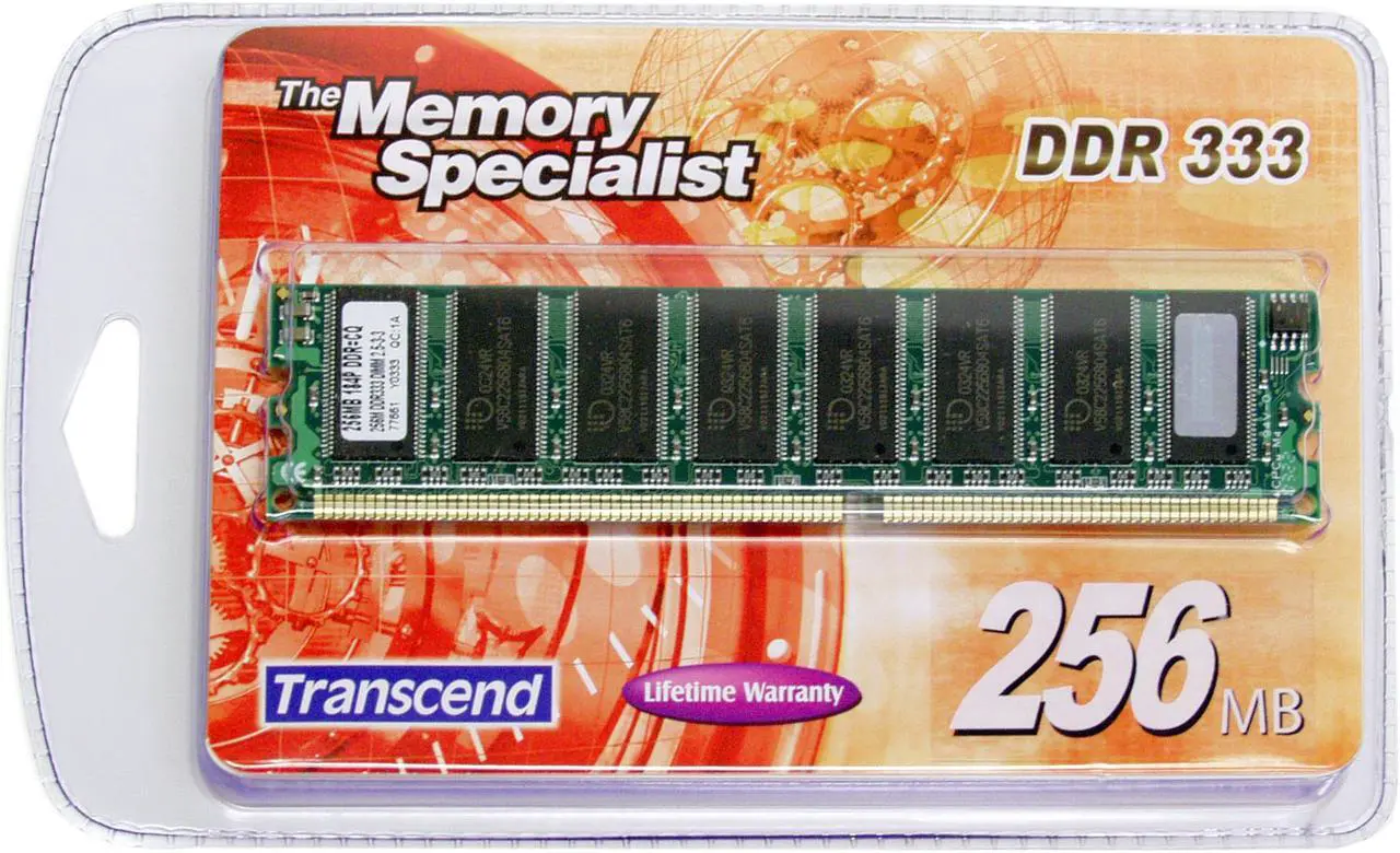 Transcend 256MB DDR 333 (PC 2700) System Memory Model TS32MLD64V3F5 ...
