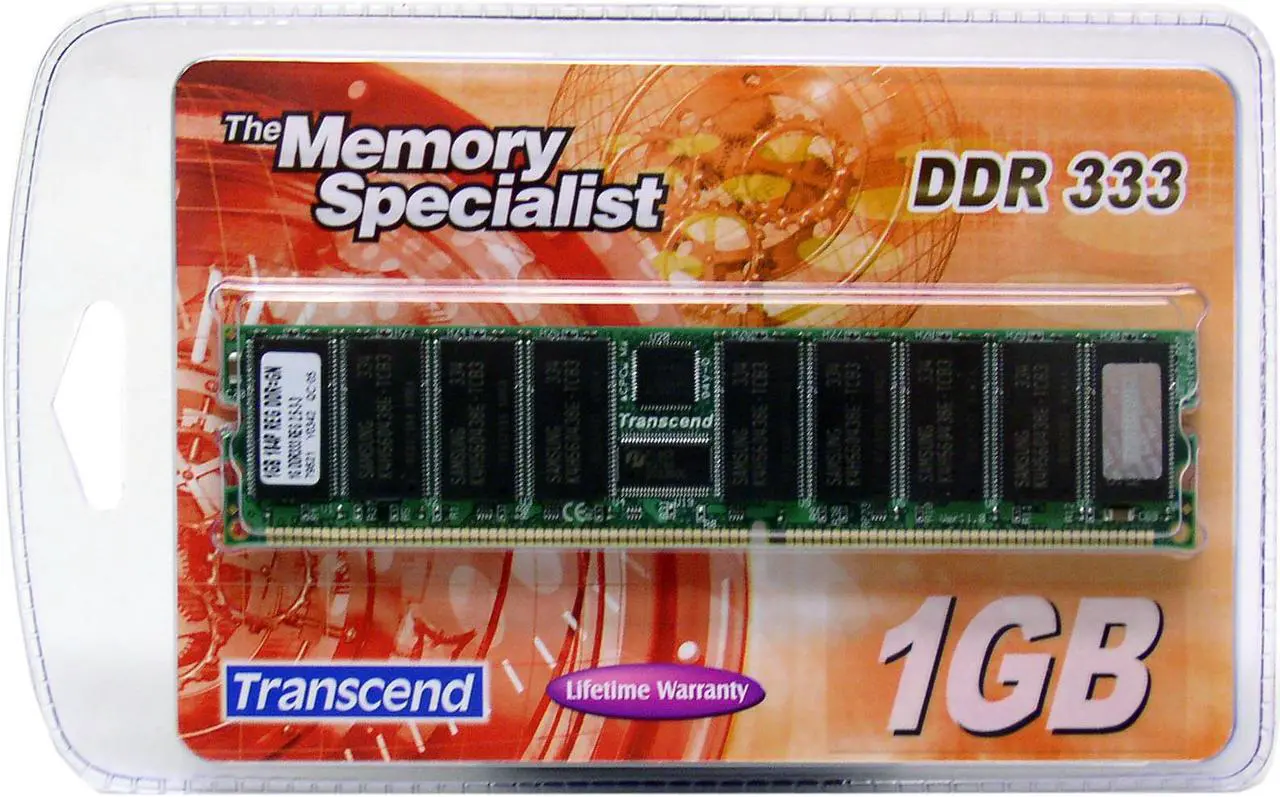 Transcend 1GB 184-Pin DDR SDRAM ECC Registered DDR 333 (PC 2700) Server Memory Model ...