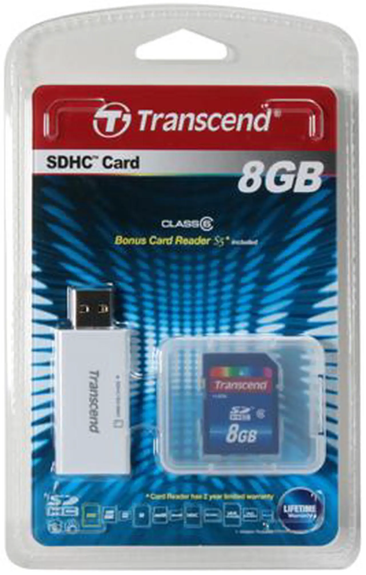 Transcend 8GB Secure Digital High-Capacity (SDHC) Flash Card w/Compact Card Reader S5 Model ...