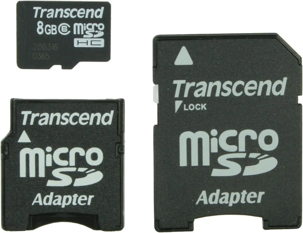 Transcend 8GB microSDHC Flash Card with mini & SD Adapter Model TS8GUSDHC6-2 - Newegg.com