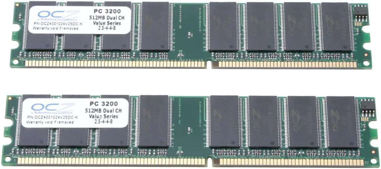 OCZ Value Series 1GB (2 x 512MB) DDR 400 (PC 3200) Dual Channel Kit ...