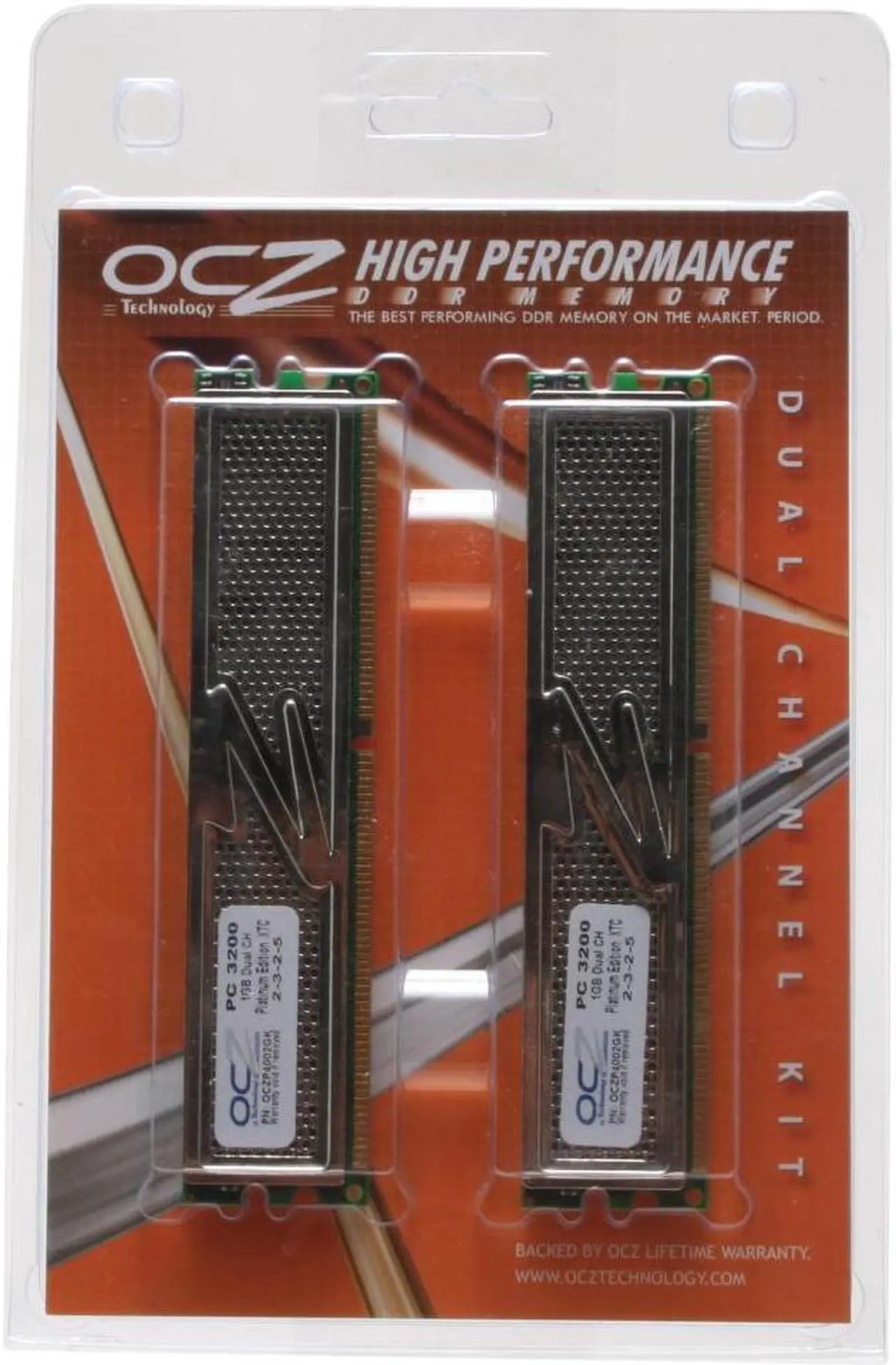 OCZ 2GB (2 x 1GB) DDR 400 (PC 3200) Dual Channel Kit Desktop Memory ...