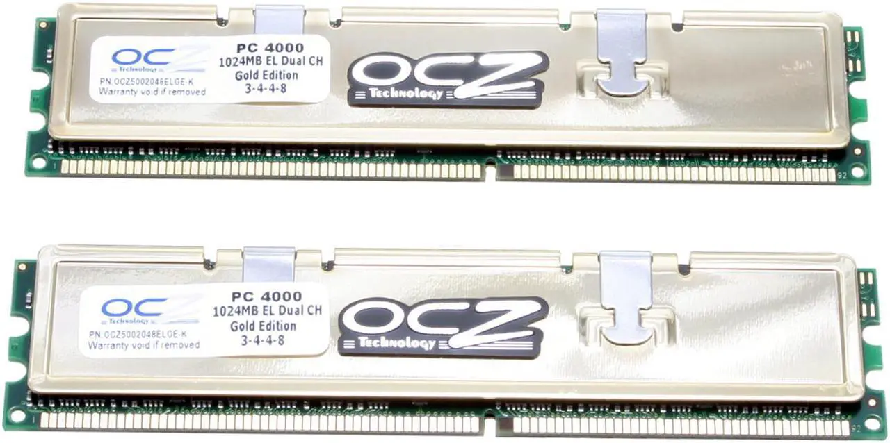 OCZ Gold 2GB (2 x 1GB) DDR 500 (PC 4000) Dual Channel Kit Desktop ...