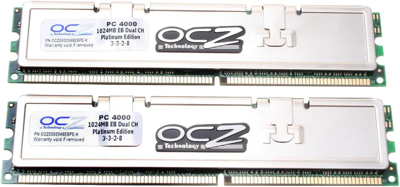 OCZ Platinum Edition 2GB (2 x 1GB) DDR 500 (PC 4000) Dual Channel Kit ...