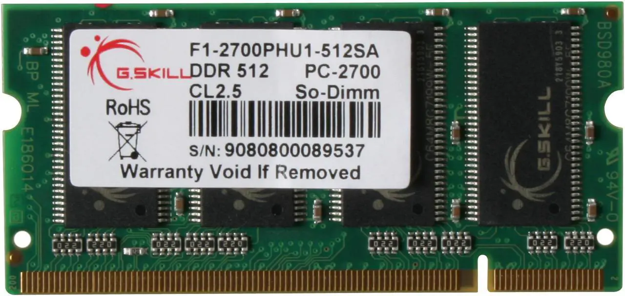 G.SKILL 512MB 200-Pin DDR SO-DIMM DDR 333 (PC 2700) Laptop Memory Model ...
