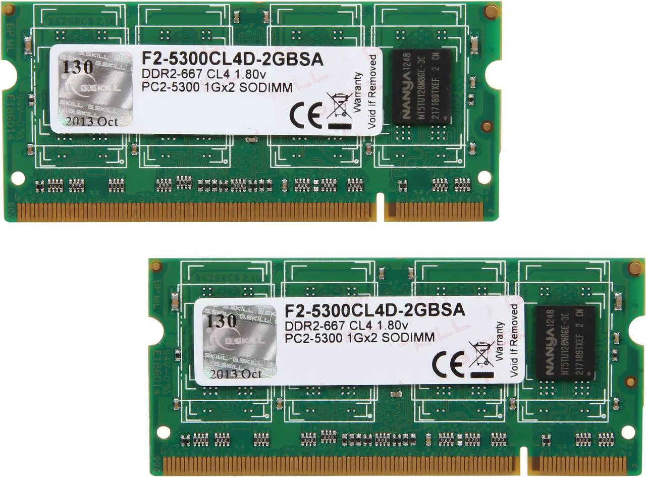 G.SKILL 2GB (2 x 1GB) 200-Pin DDR2 SO-DIMM DDR2 667 (PC2 5300) Dual ...