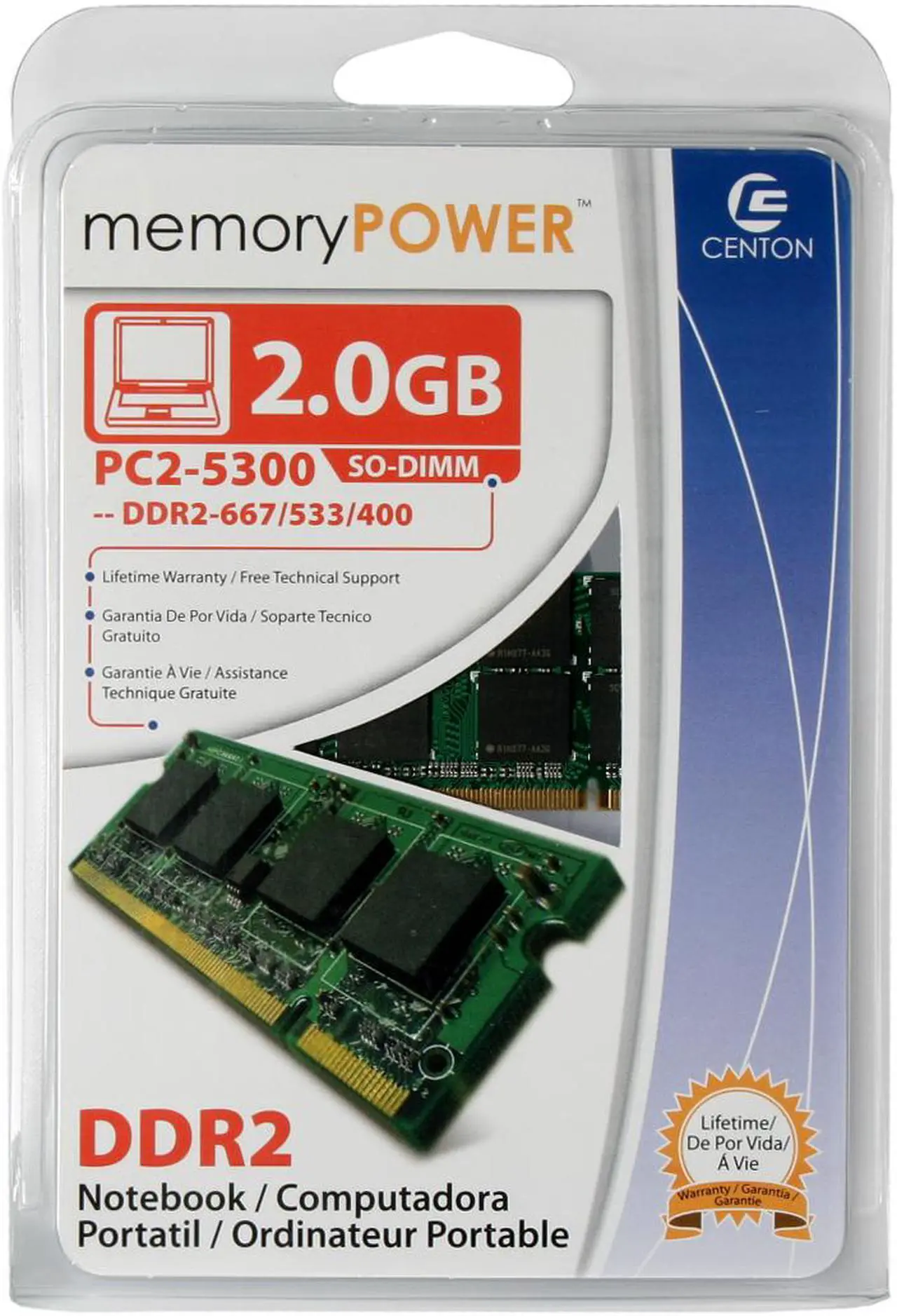 CENTON 2GB 200-Pin DDR2 SO-DIMM DDR2 667 (PC2 5300) Laptop Memory Model 2GB667LT - Newegg.com