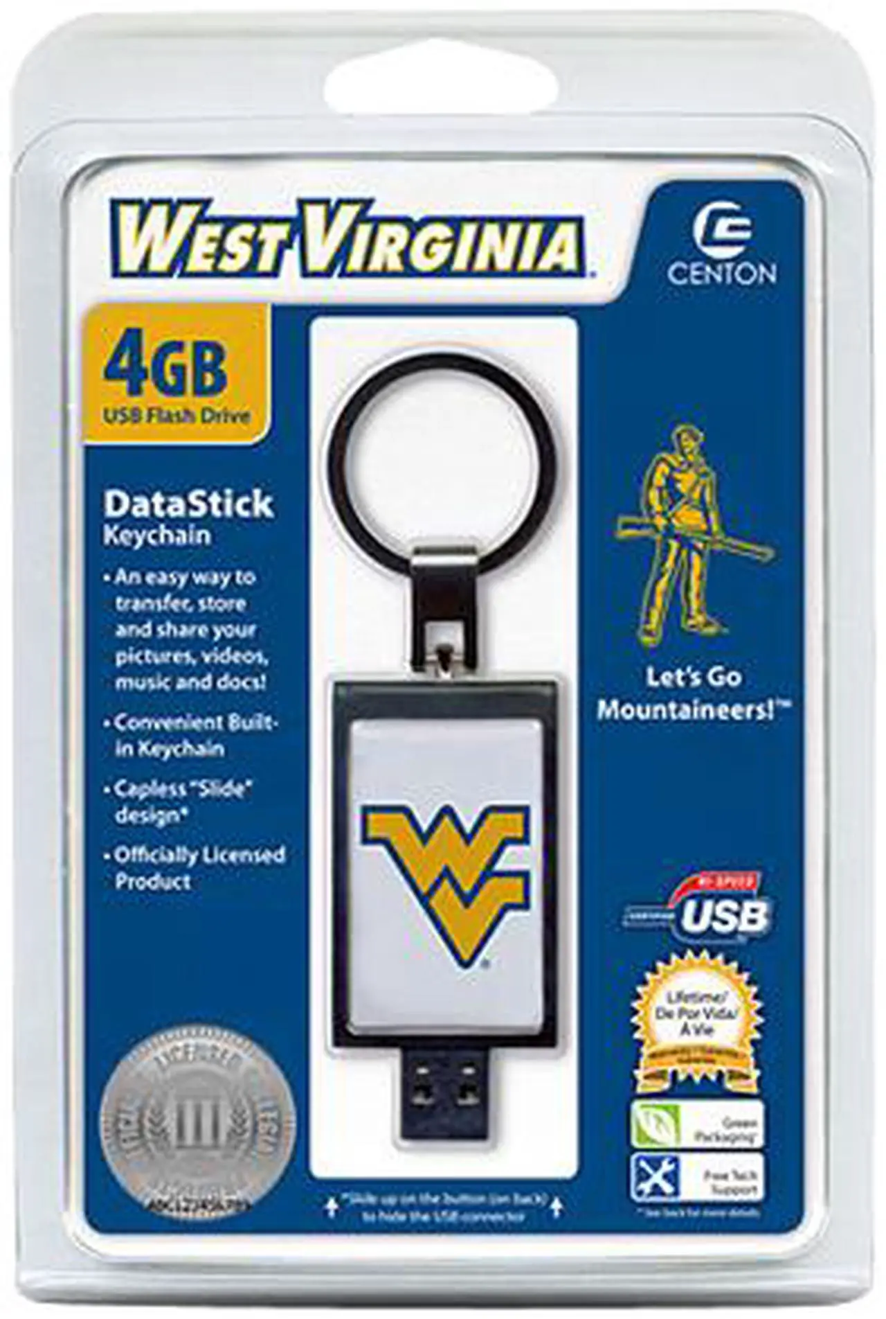 CENTON West Virginia University - Collegiate 4GB Mountaineers DataStick ...