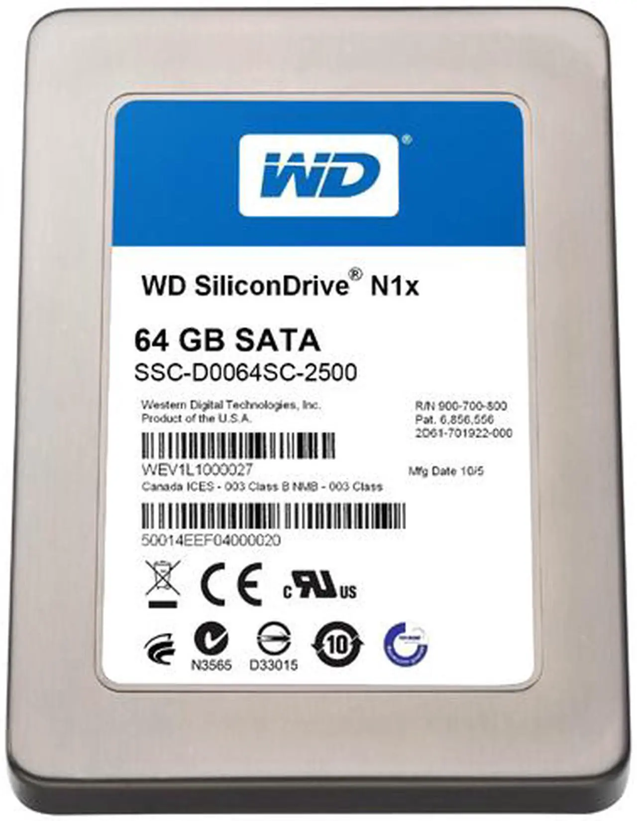 Western Digital SiliconDrive N1x 2.5" 64GB SATA II SLC Internal Solid ...