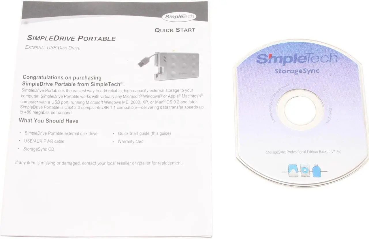 SimpleTech SimpleDrive Portable 80GB USB 2.0 2.5" External Hard Drive ...