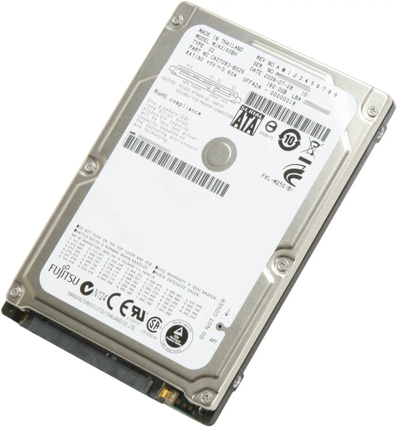 Fujitsu MJA2160BH-G2 160GB 5400 RPM SATA 3.0Gb/s 2.5" Internal Notebook ...