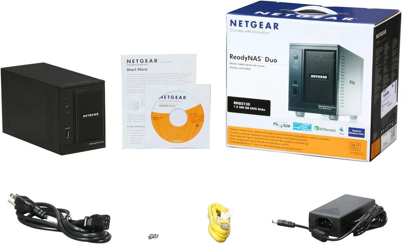 Netgear ReadyNAS Duo 500GB (1 x 500GB) Network Storage (NAS) w/ Gigabit ...