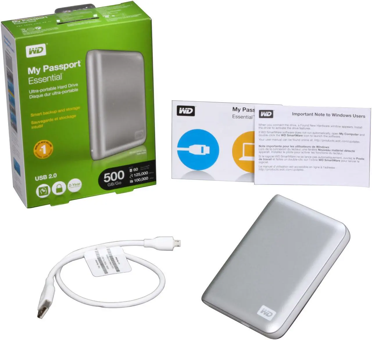 WD My Passport Essential 500GB USB 2.0 2.5" Portable External Hard ...