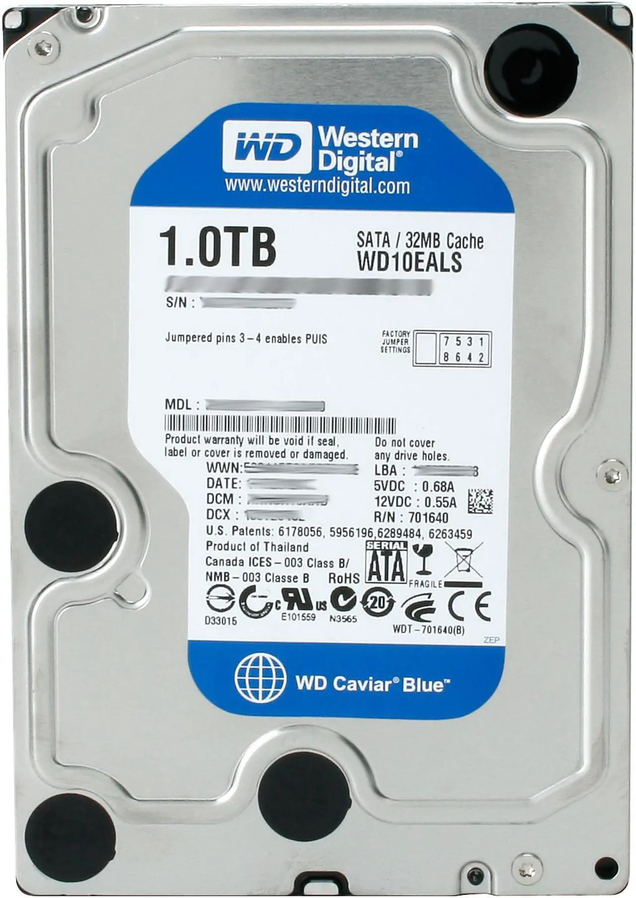 Western Digital Blue WD10EALS 1TB 7200 RPM 32MB Cache SATA 3.0Gb/s 3.5 ...