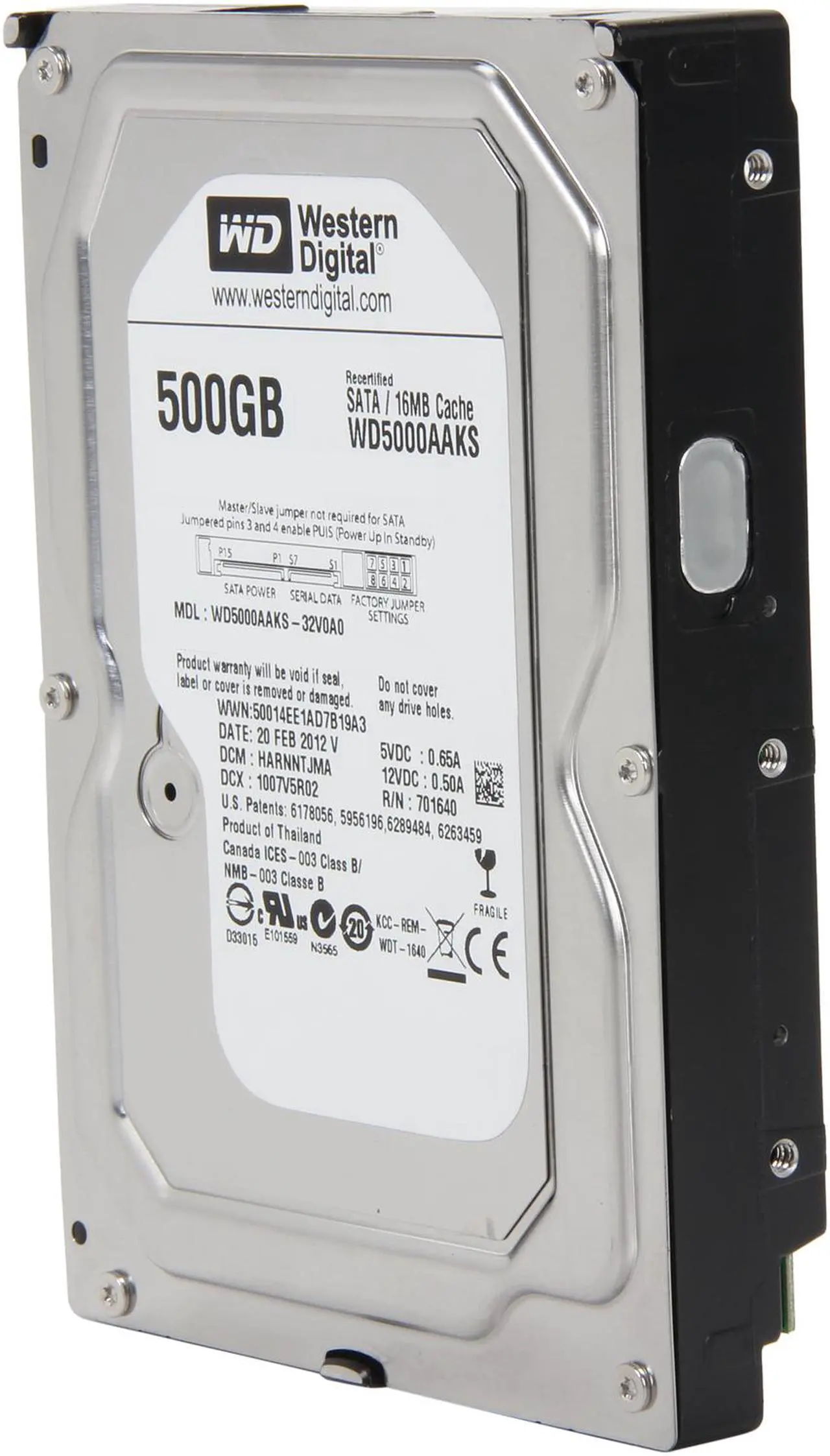 Refurbished: Western Digital Blue WD5000AAKS 500GB 7200 RPM 16MB Cache ...