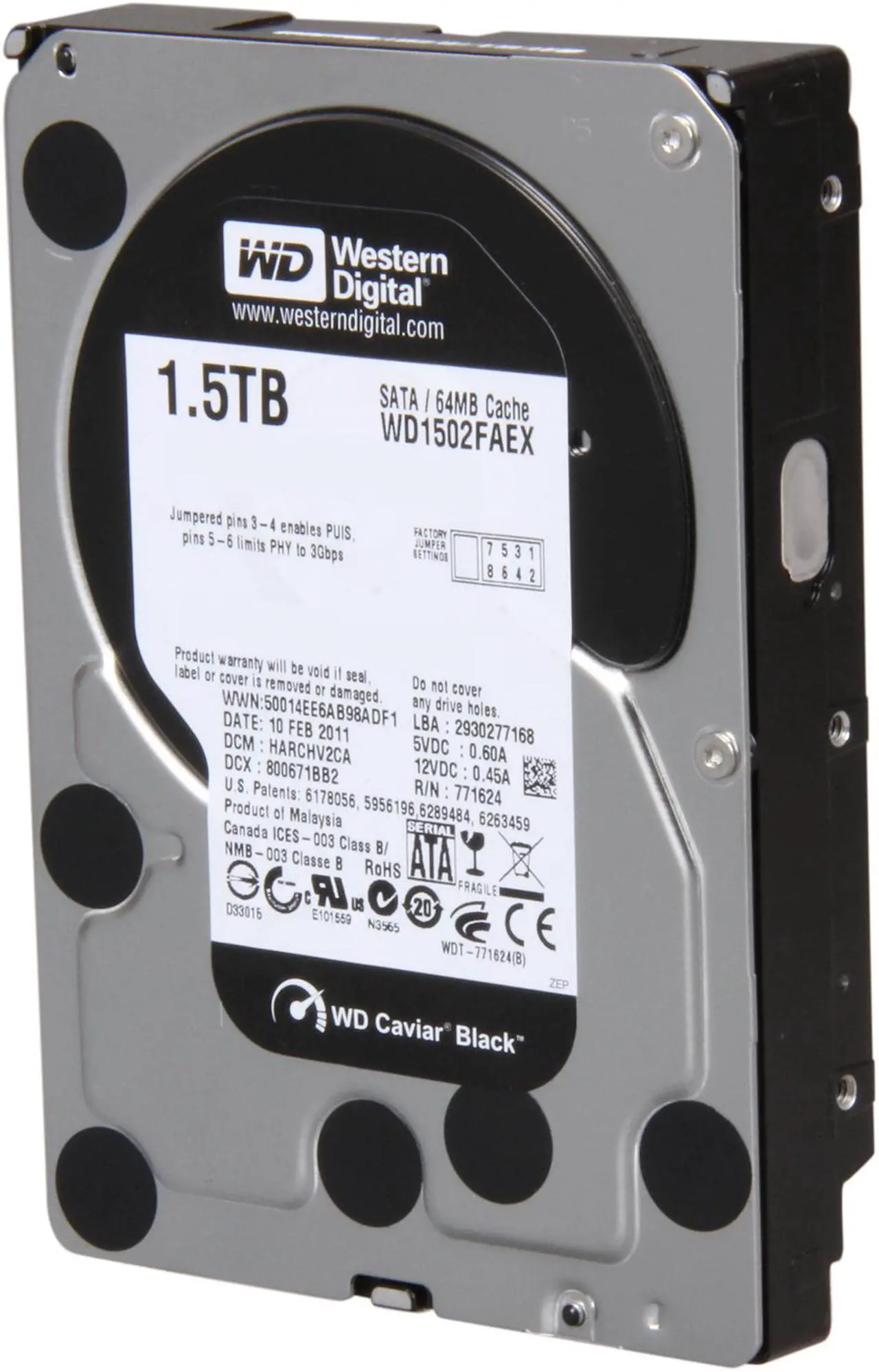 Western Digital Black WD1502FAEX 1.5TB 7200 RPM 64MB Cache SATA 6.0Gb/s ...